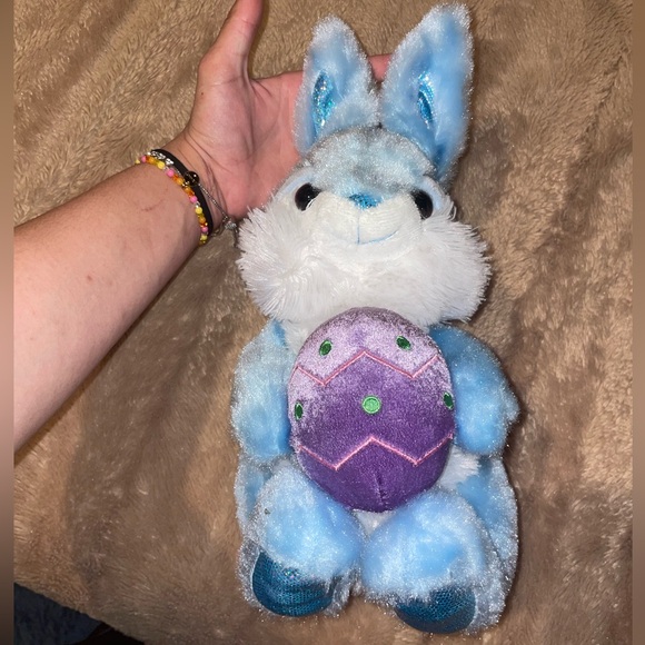 Toys | Blue And White Plush Easter Bunny With Purple Egg | Poshmark